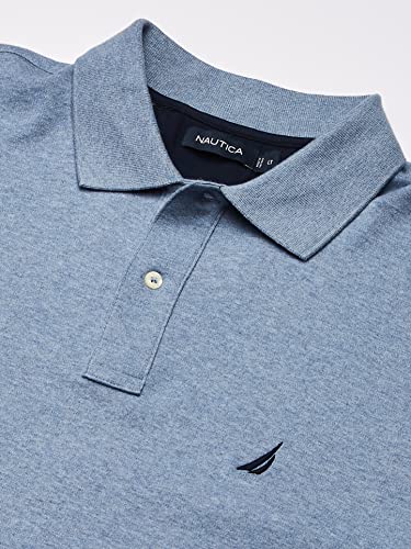 Nautica Men's Classic Fit Short Sleeve Solid Soft Cotton Polo Shirt, Deep Anchor Heather, 4XLT Tall