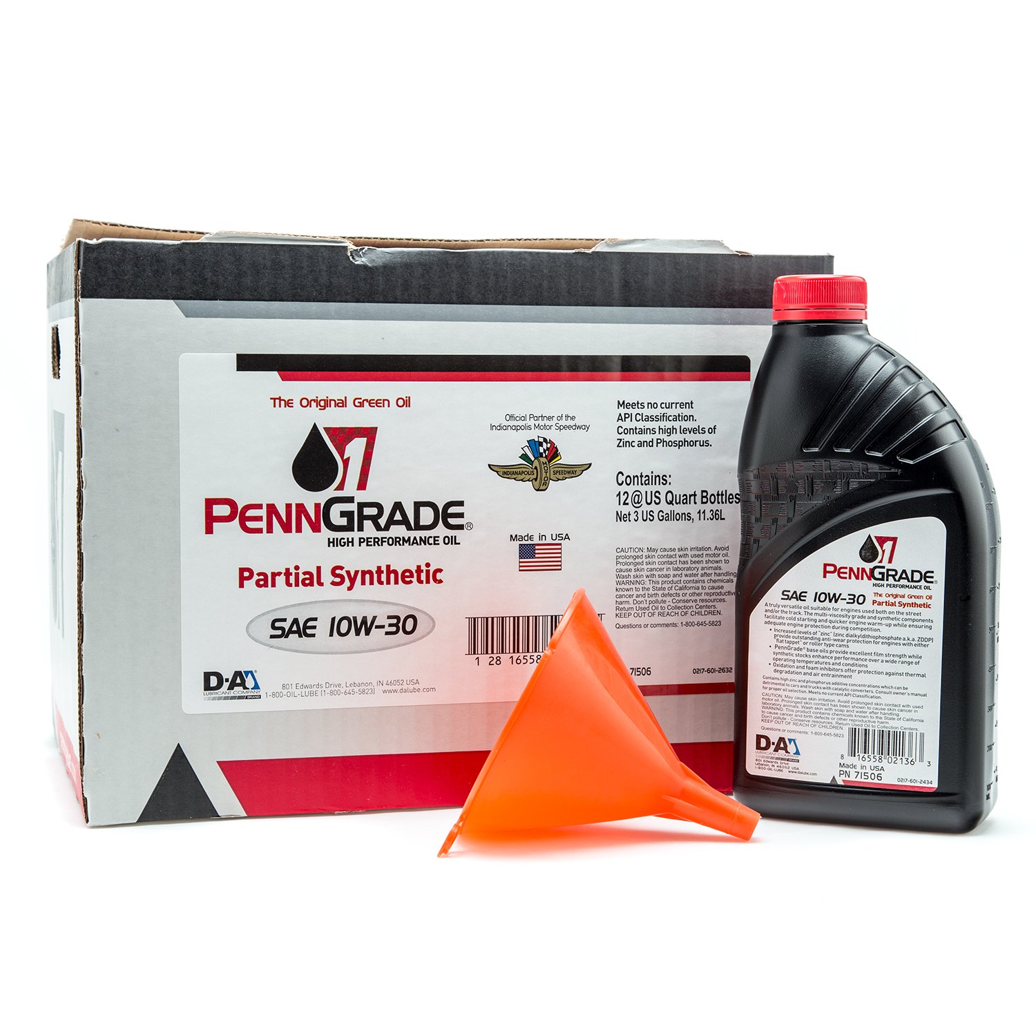 Brad Penn Oil 10W-30 Partial Synthetic Racing Oil 12 Pack With Funnel