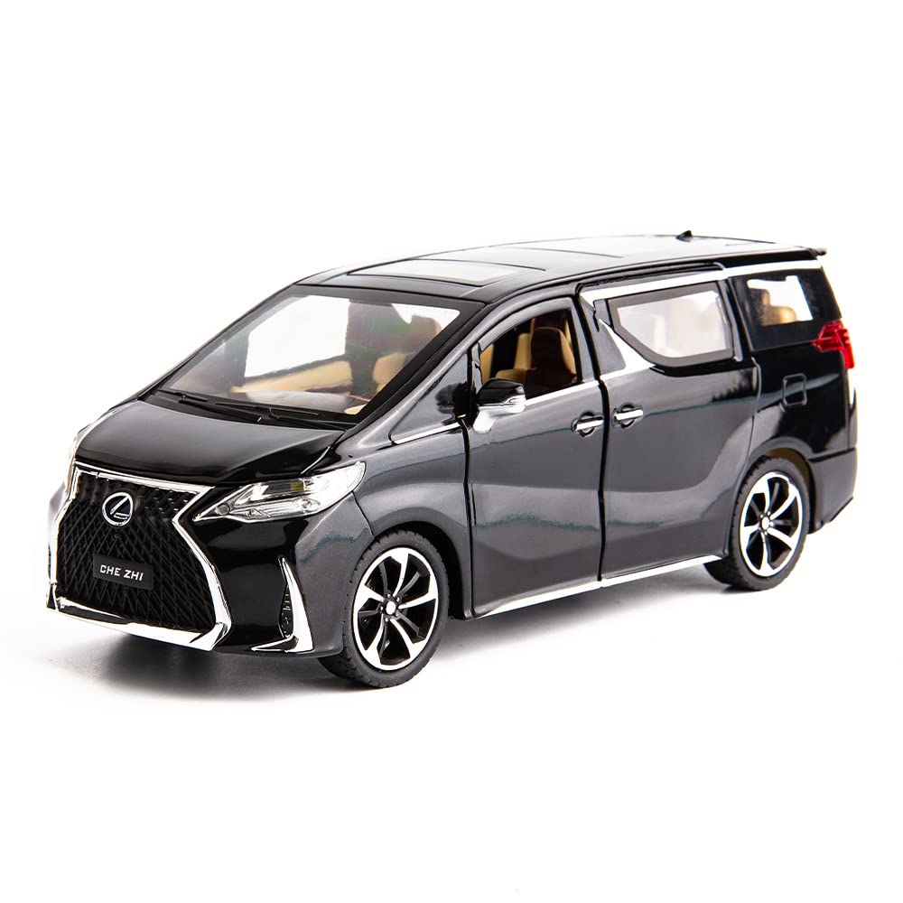 WAKAKAC Model Car 1/24 Lexus LM300 Alloy Pull Back Metal Collectible Toy Car with Light and Sound Toy Vehicle Door Can be Opened, Gift Black.