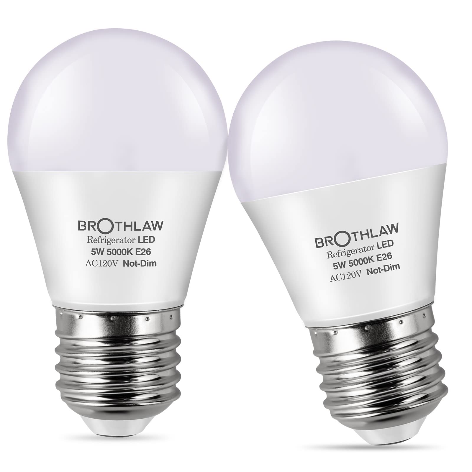 Brothlaw LED Refrigerator Light Bulb, 40 Watt Equivalent Waterproof Freezer Light Bulb, 120V E26 Daylight White 5W 5000K 550 Lumen, A15 Appliance Fridge Light Bulbs, 2 Pack