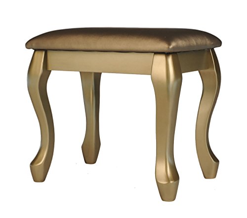 BOBKONA PDEX- Oval Shape Mirror Vanity Table With Stool Set, Champagne