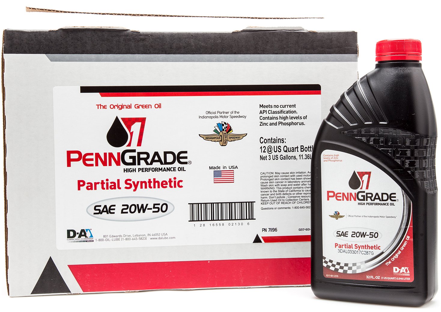 Brad Penn Oil 20W-50 Partial Synthetic Racing Oil 12 Pack With Funnel
