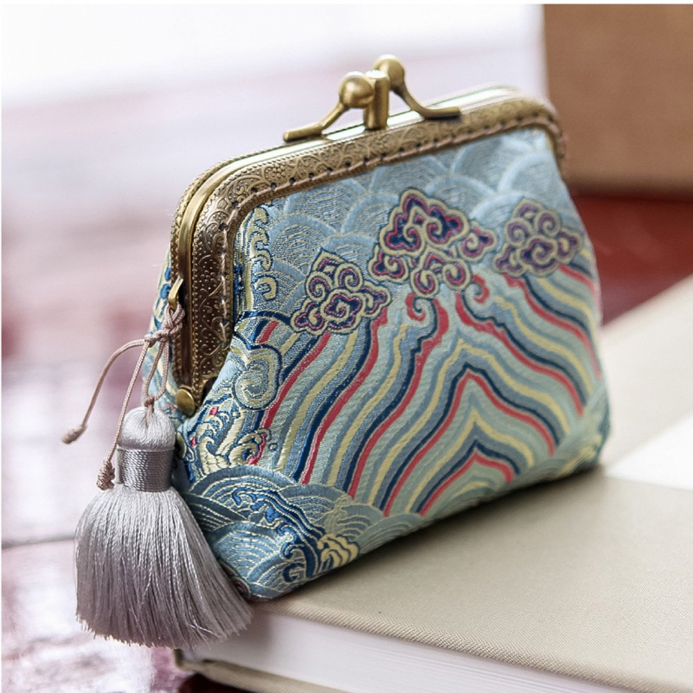 Jan&Dee Original Hand-made Silk Tapestry Satin Top Grade Exquisite Buckle Coin Purse