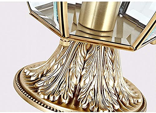 zeyujie Park Roadside Lawn Lamp American Mini Light Luxury Outdoor Column Lamp Full Bronze Waterproof Column Head Lamp Home Courtyard Fence Lamp Post Garden Decoration E27 Column Lamp