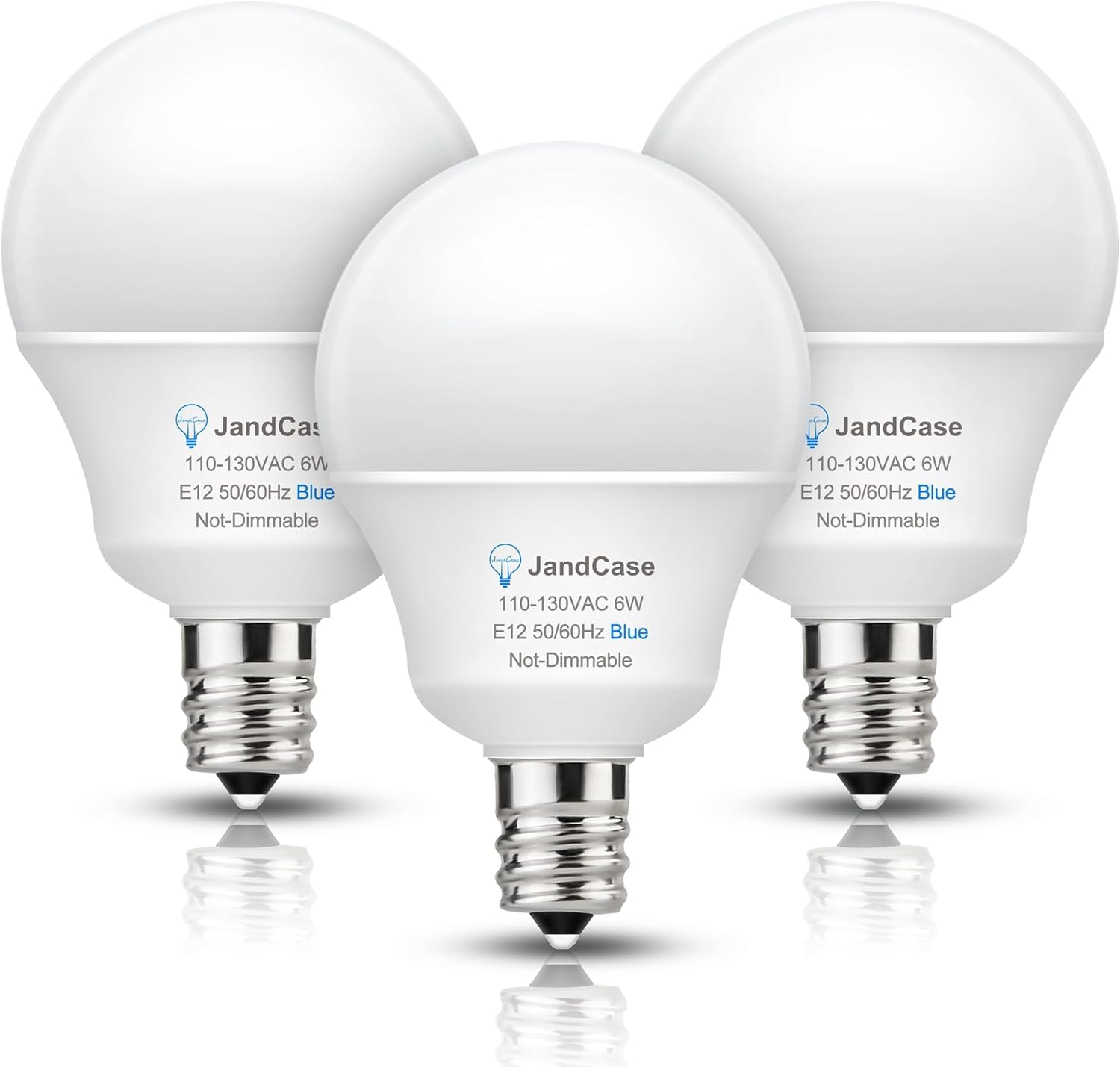 JandCase E12 LED Bulbs 60Watt Equivalent [12 Pack], LED Ceiling Fan Light Bulbs Small Base, 5000K Daylight G14 Small Base Light Bulb for Ceiling Fan Light Fixture, Non-Dimmable, UL Listed