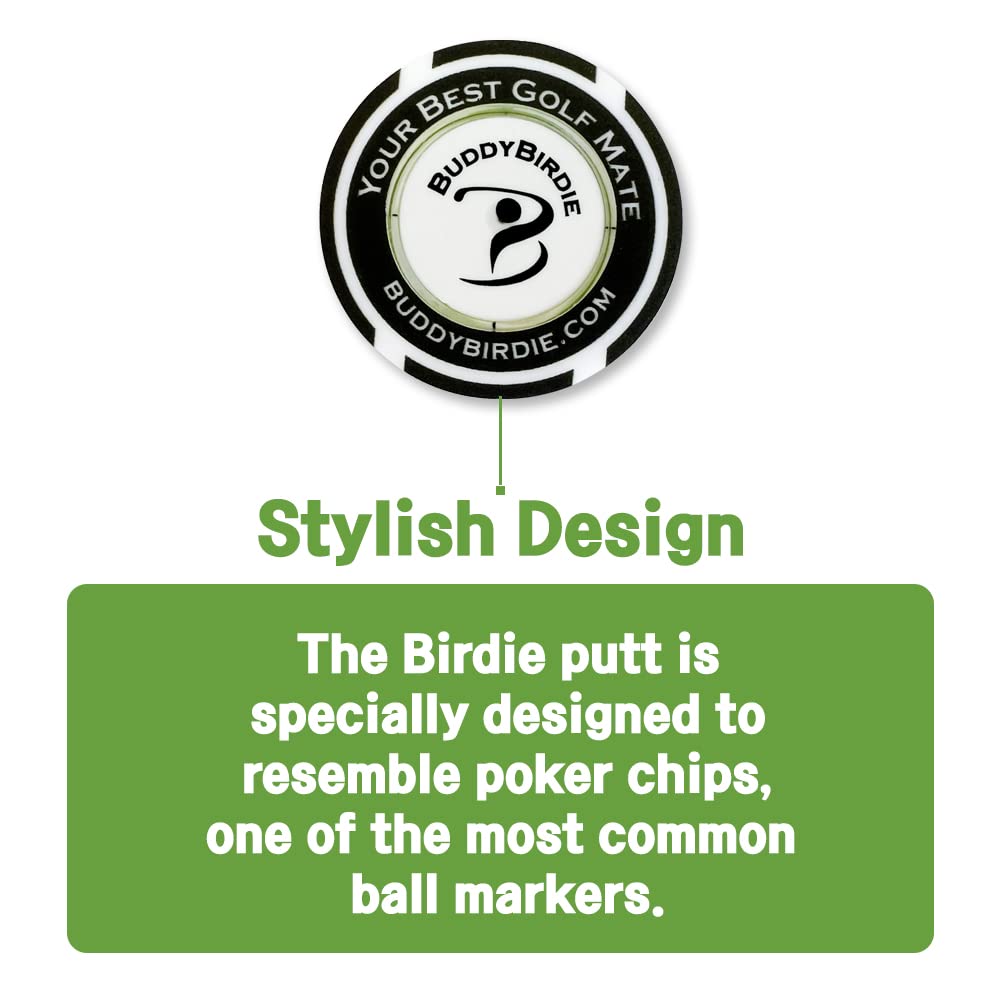 BUDDYBIRDIE Birdie Putt Green Reader | Poker Chip Style Ball Marker Compact & Stylish Golf Putting & Green Reading Aid Bubble Level High Precision Alignment Reader Tool Golf