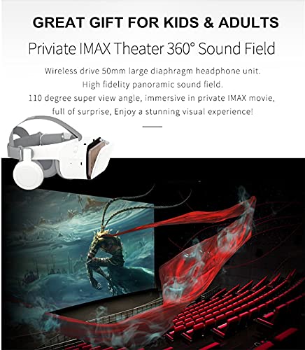 VR Headset, Virtual Reality Headset w/Controller & Headphones for Kid Adult Play 3D Game Movie, Universal VR Set Glasses Goggle Bundle for PC Android Phone for iPhone 13 12 11 Pro X S R Max Samsung