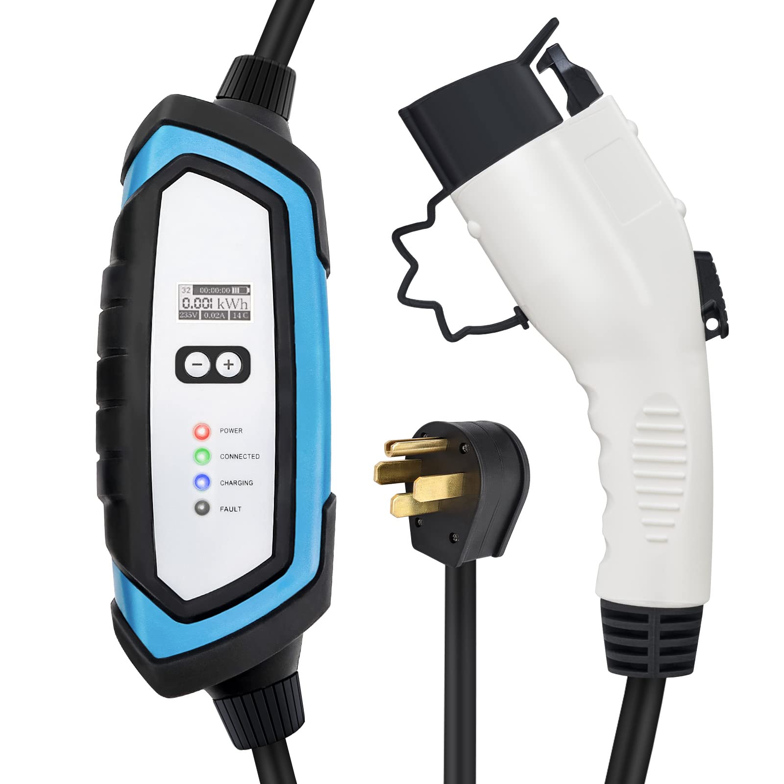 BougeRV Level 2 EV Charger Cable (32A, 25FT) Portable EVSE Electric Vehicle Charging Station (NEMA14-50) Waterproof Indoor/Outdoor Use