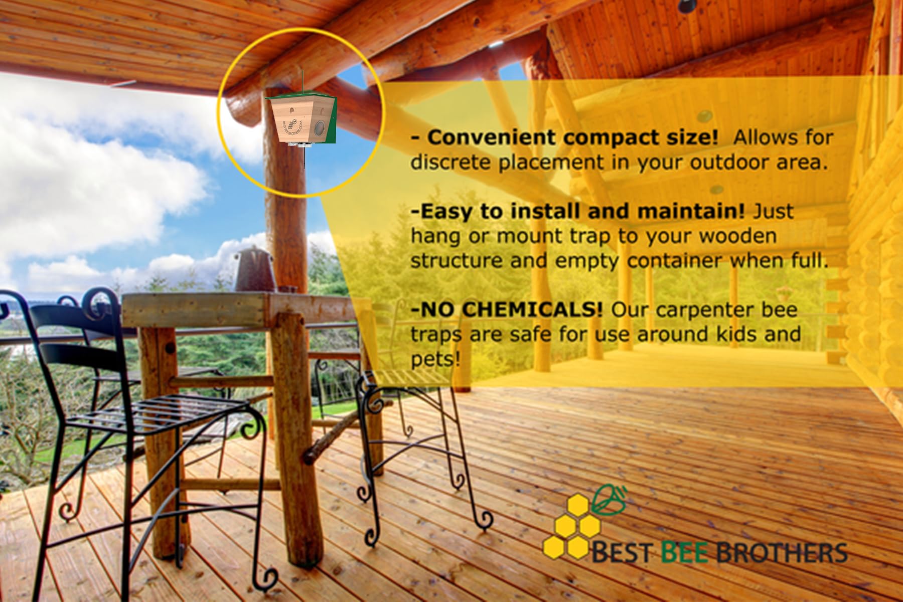 Carpenter Bee Traps for Outside - Carpenter Bee Trap, Turbo Trap 2.0 W/Bee Vault Wood Bee Traps - Carpenter Bee Traps for Outdoors Hanging - Bee Catchers for Outside(2 Pack)