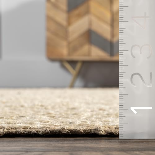 nuLOOM Don Chevron Jute Tasseled Accent Rug, 3' x 5', Off-white, Rectangular, 0.35" Thick