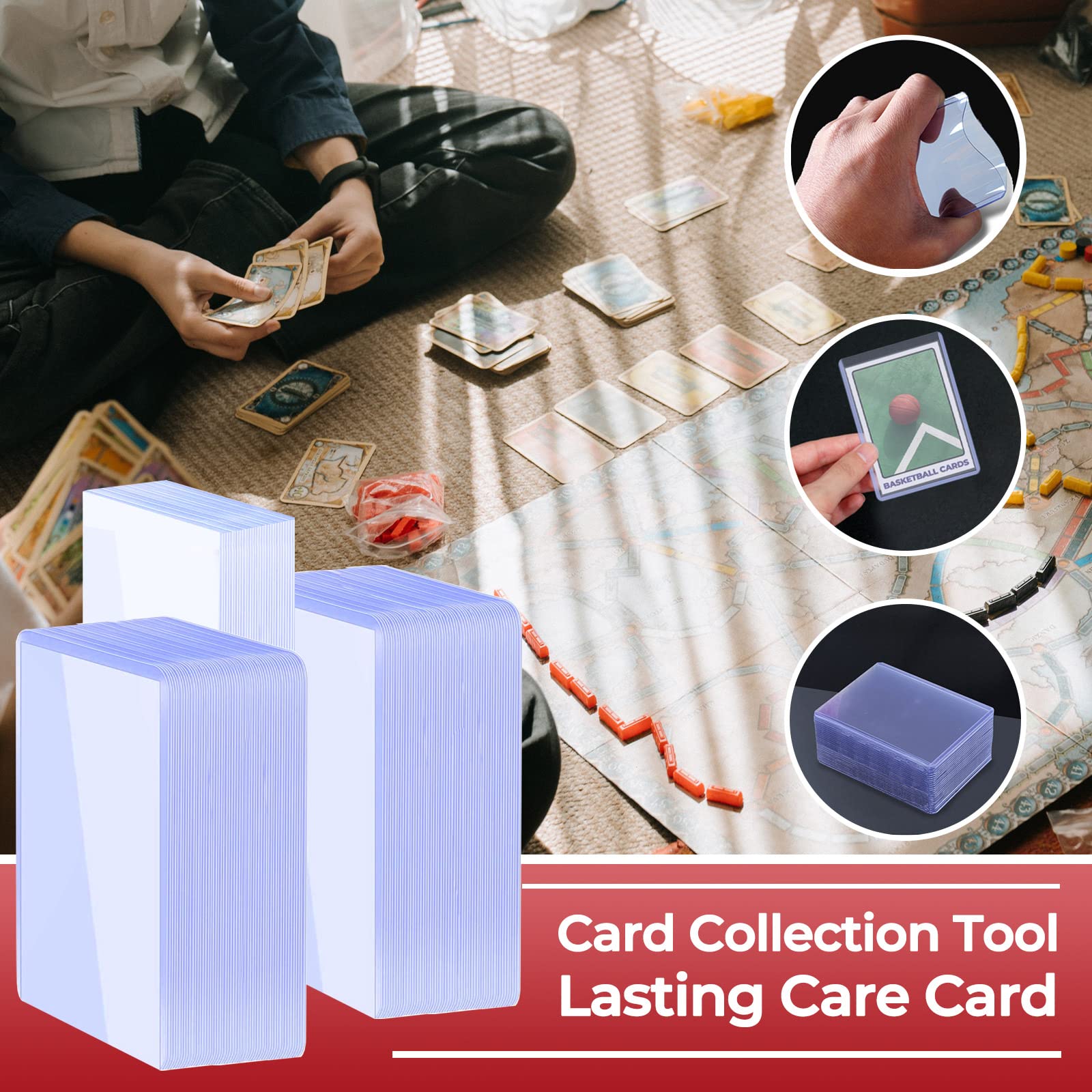 WANAVO 150 Pcs Hard Card Sleeves, 50 Piececard Sleeves Hard Plastic and 100 Piece Clear Soft Sleeves,for top loaders, Penny Sleeves, Baseball Card Protectors