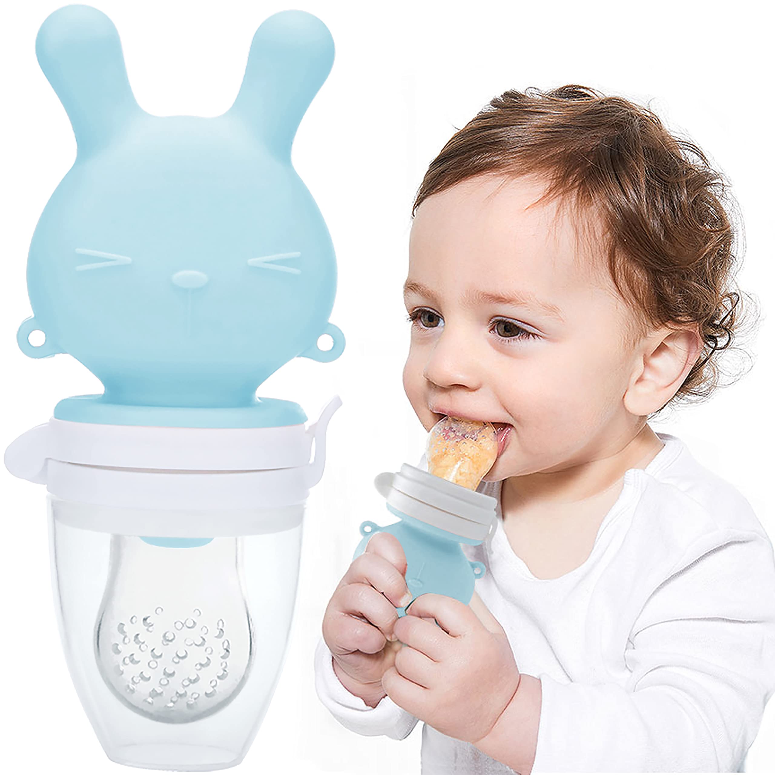 Cosermart Baby Fruit Food Feeder Pacifier Pink- Supersoft Silicone Mesh Teether, Girl Boy Milk Frozen Teethers, Relief Teething Toys for Babies 0-6-12-18 Months (Include Extra Storage Case)