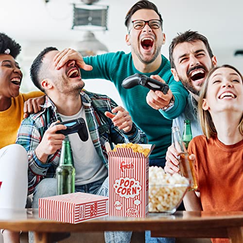 Potchen 200 Pieces Popcorn Boxes Red and White Striped Close Top Popcorn Container 1.25 oz for Movie Party and Theater Night Supplies
