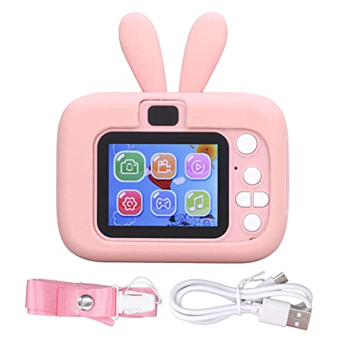 Children Digital Camera 20MP 400mAh 1080P USB 2in Color Display Automatic Focusing Kid Student Digital Camera Games Kids Electronics Personal Video Players Accessories (Pink) Ele