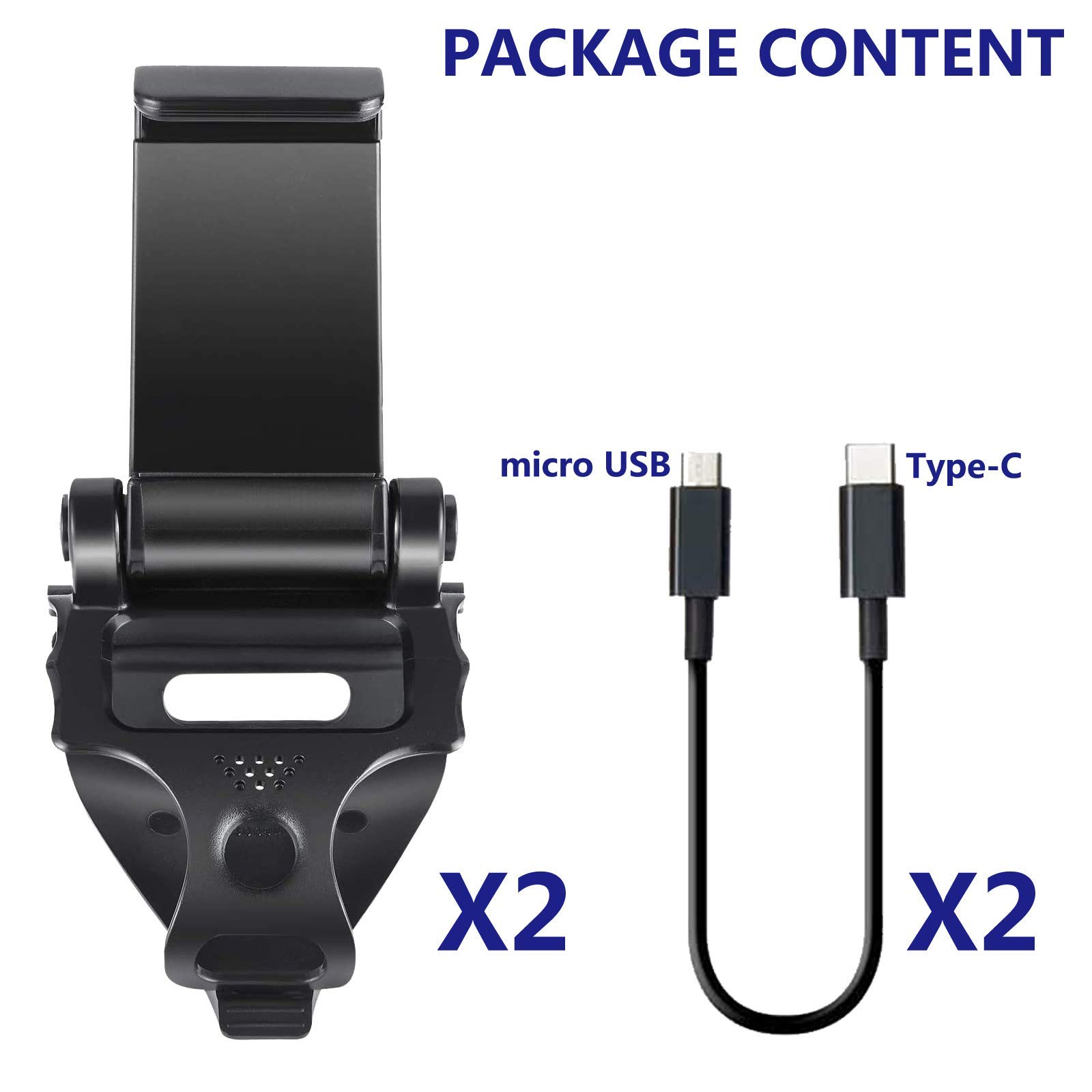 BLUE LAKE Performance Redesign Phone Clip Holder Clamp Mount Stand Bracket for Playstation 4 Slim Pro PS4 Wireless Controller (2 PAC)