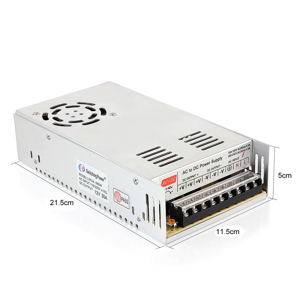 SUPERNIGHT 12V 30A DC Power Supply Driver,360W Universal Regulated Switching Converter AC 110V/220V Transformer Adapter for 3D Printer,CCTV,Radio,Computer Project,Industrial Automation,LED Strip