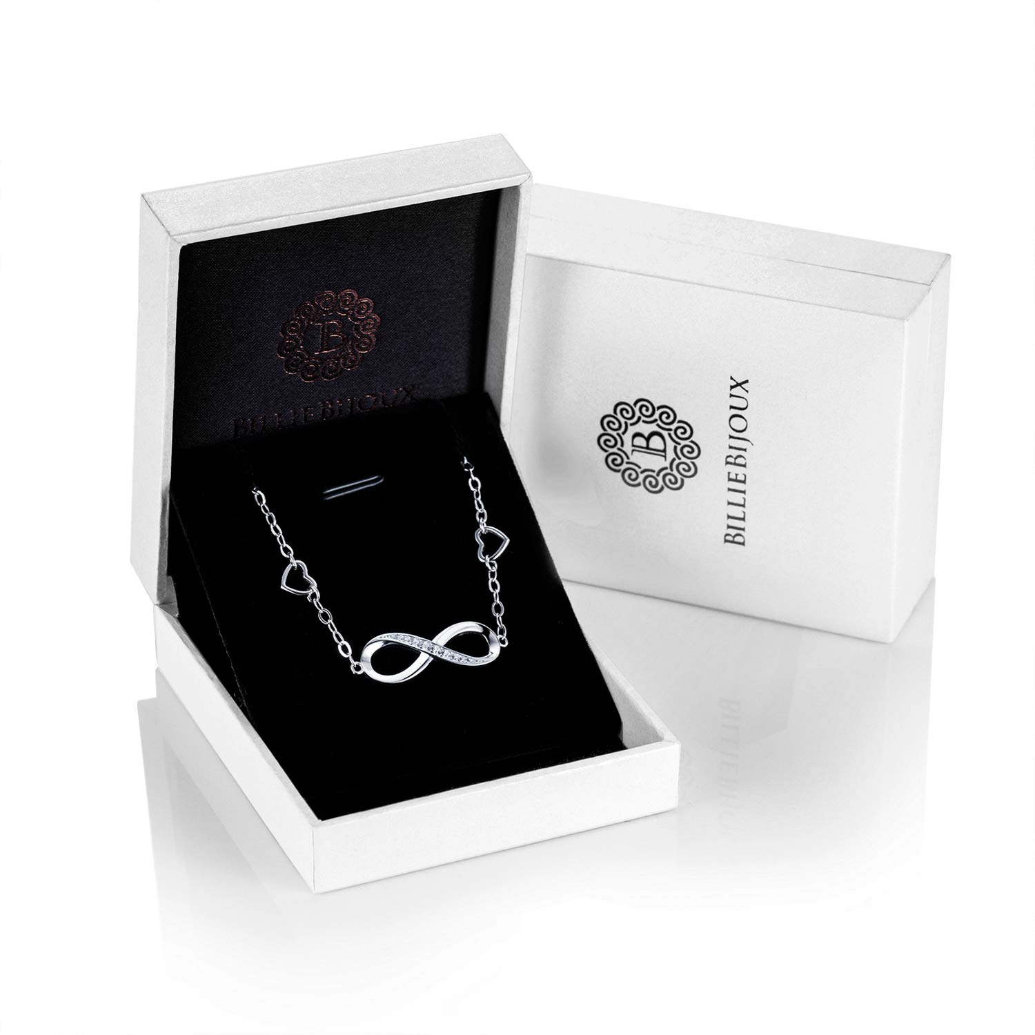 Billie Bijoux Womens 925 Sterling Silver Infinity Endless Love Symbol Charm Adjustable Anklet Bracelet, Large Bracelet, Gift for Mother's Day (A- Silver)