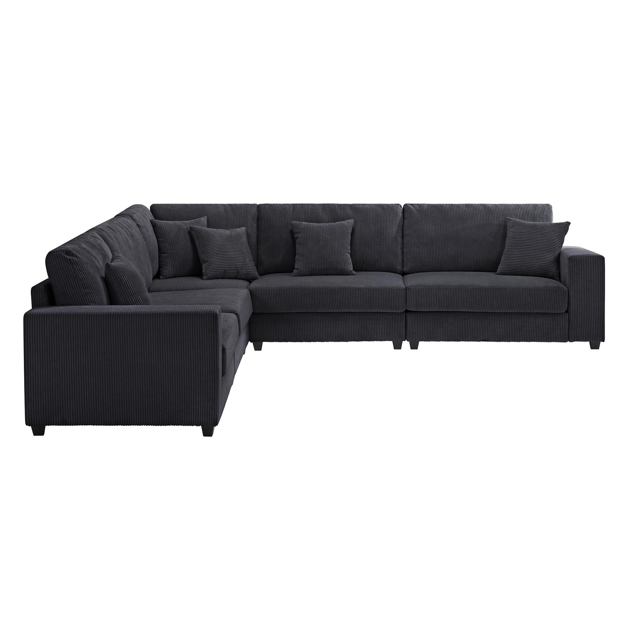 Familymill 117.2'' Oversized Symmetrical Modular Sectional Couches Set, Corduroy Upholstered Deep Seat Corner Sofa for Living Room (Dark Gray)