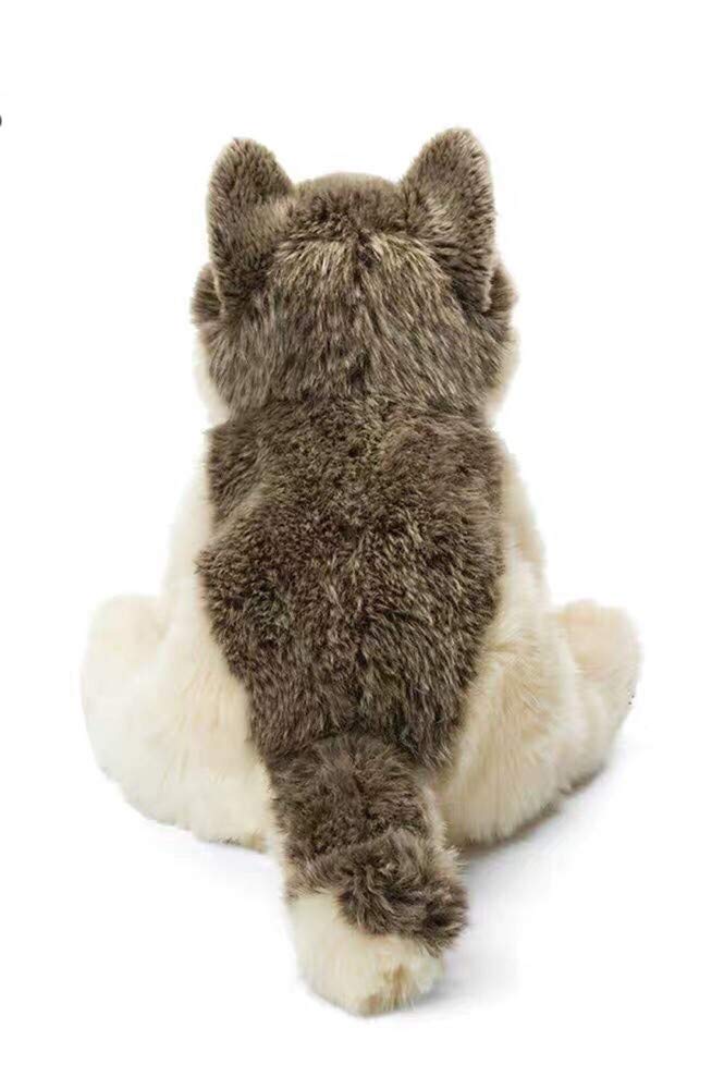 TAMMYFLYFLY Little Silver Grey Wolf Lifelike Plush Beanbag Stuffed Animal Toy