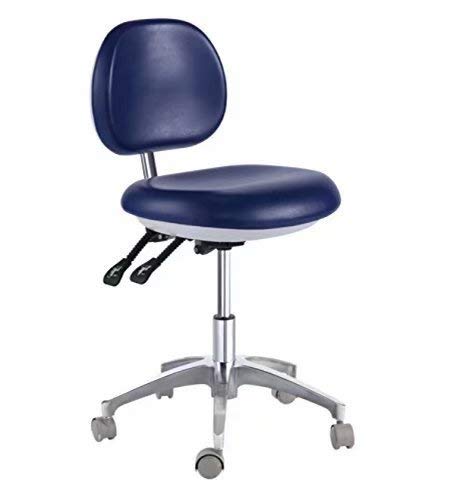 Global-Dental Mobile Chair Doctors Nurse Stool with Backrest Seat Height Adjustment PU Leather