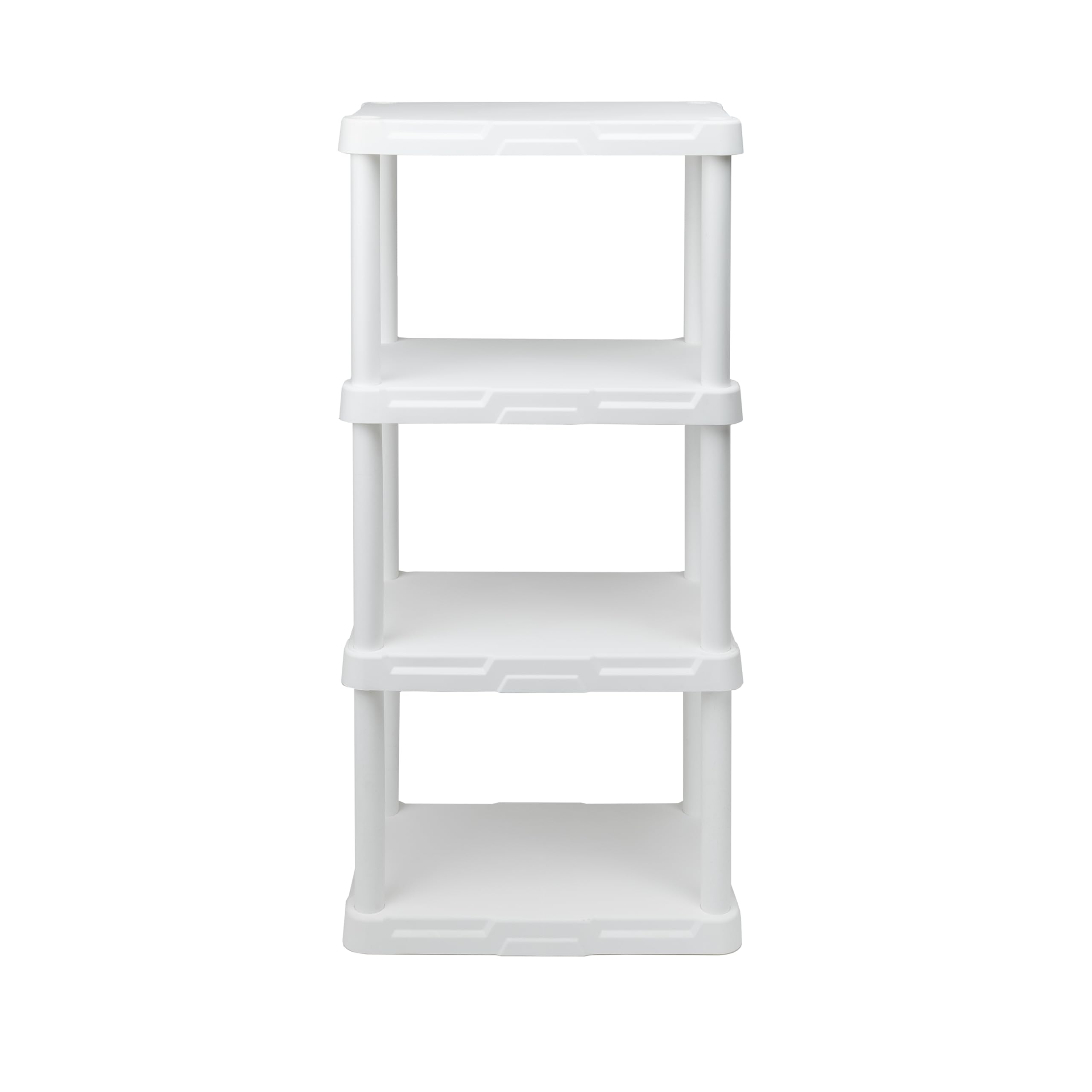 BLACK+DECKER, WHITE, 4-Tier Light Duty Storage Shelf, 50lbs/Shelf (47”H x 22.1”W x 14.3”D), Plastic Shelving Unit, Made in The USA [2 Pack]