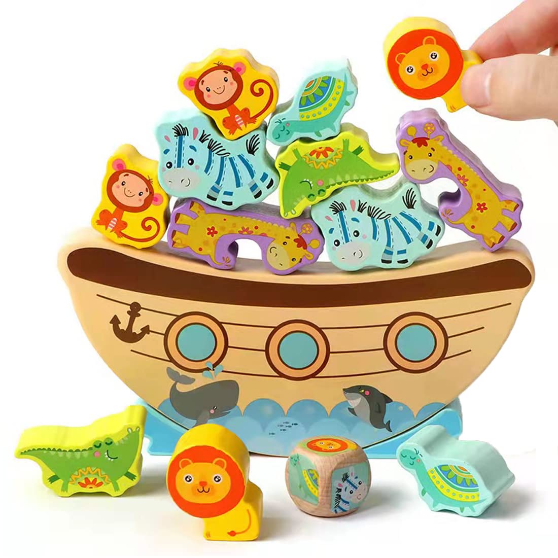 ZHUTI Boys Toys Age 3-5,Wooden Blocks Animal Stacking for Kids,Education Learning Montessori 3+ Year Old Girls Toddlers,Christmas Xmas Birthday Gifts Toddlers Kids, Multicolored, 7.6*3.14*0.82 INCH