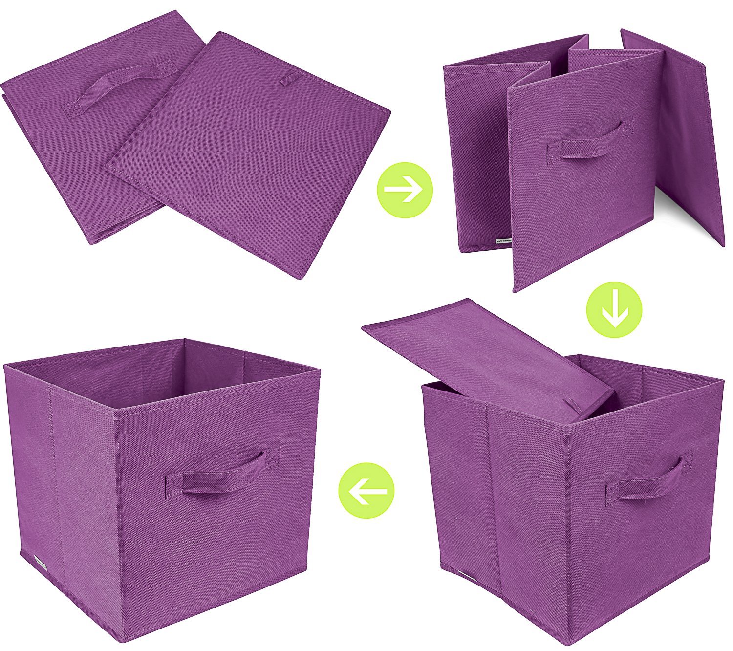 Greenco Foldable Storage Cubes Non-woven Fabric -6 Pack-(Purple)