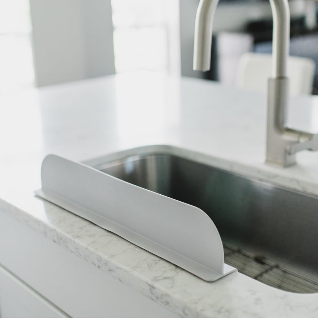 Dreamroo Silicone Sink Splash Guard and Edge Protector - suction cup base for kitchen, bathroom and island sinks (Light Gray)