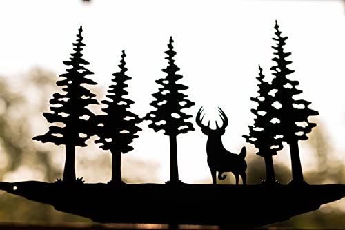 Whitetail Deer Buck Pines | Laser Cut Metal Wall Art Sign for Rustic Home, Cabin, Garage, and Man Cave Decor | BIG GAME STEEL
