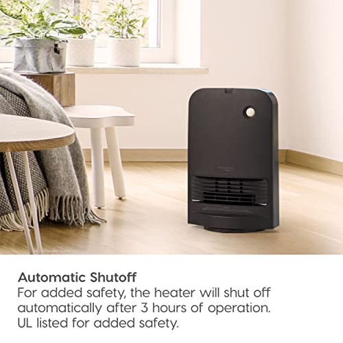 IRIS USA WOOZOO 1500-Watt Oscillating Portable Heater with Motion Sensor, Space Ceramic Fan for Desk, Fast Heating Indoor Room, Child Safe Personal Quiet Heater With Built-in Thermometer, Black