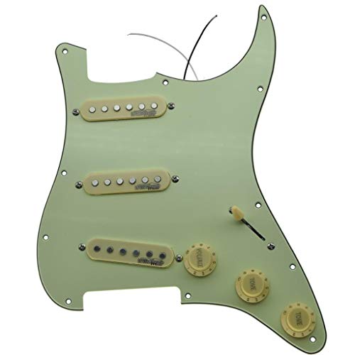 KAISH Mint Green Loaded Electric Guitar Pickguard Prewired Pickguard with Wilkinson Pickups for USA/Mexico FD Stratocaster