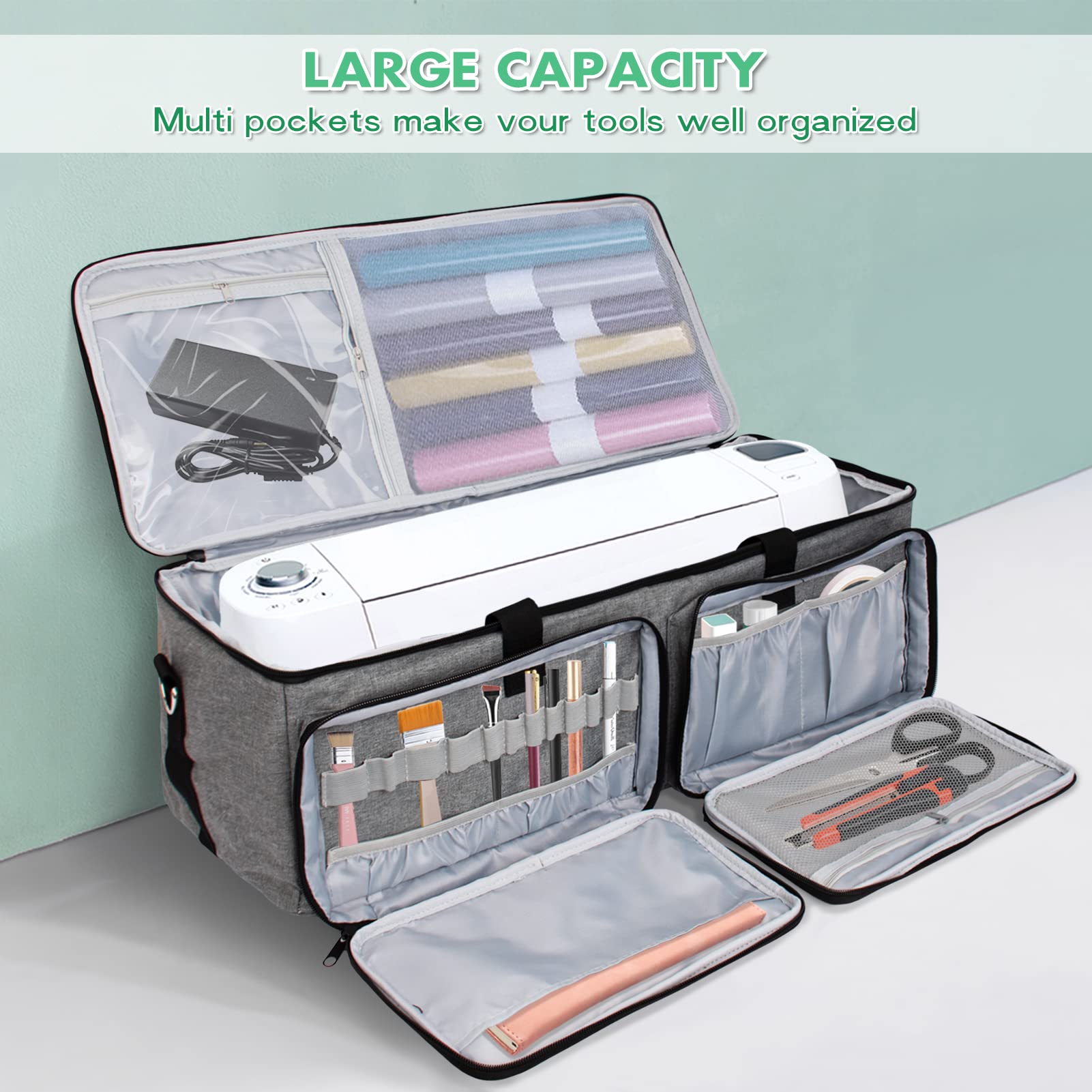 Carrying Bag for Cricut Maker with Dust Cover Compatible with Die Cut Machine, LASZOLA Double Layer Carrying Case Travel Storage Bag for Cricut Explore Air 2 and Silhouette Cameo 4 - Black