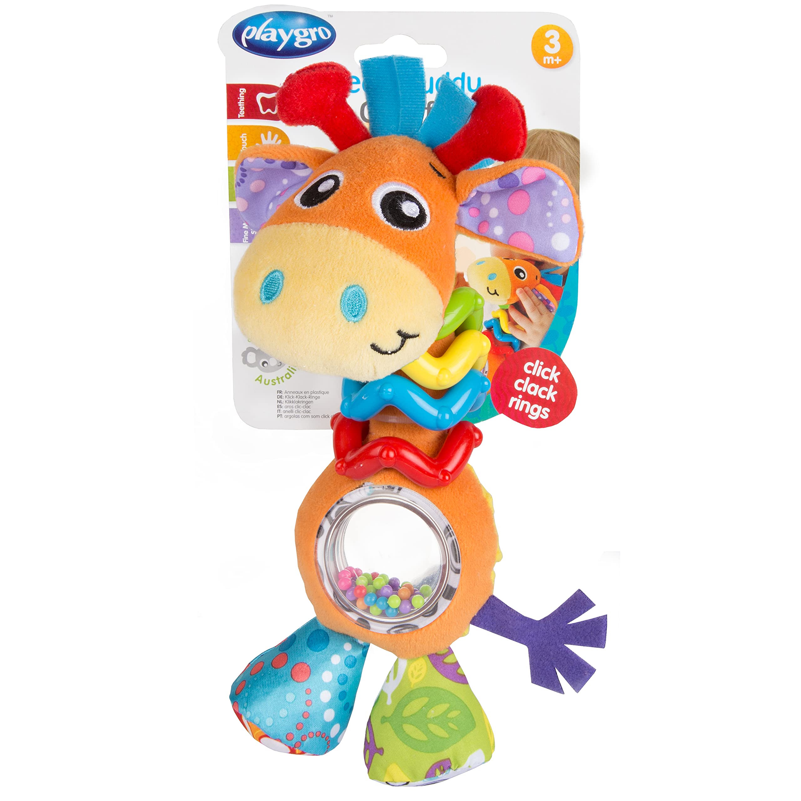 Playgro Bead Buddy Giraffe - Interactive Baby Rattle Toy and Teether for Developmental Fun, Engaging Infant & Toddler Giraffe Toy for 3+ Months - Engaging Newborn Sensory Toys