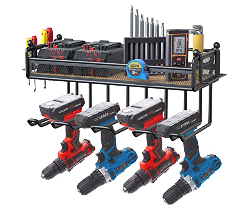 Power Tool Organizer Drill Holder Wall Mount Cordless Drill Storage with 2 Screwdriver Holder, Heavy Duty Tool Organizers And Storage, Tool Garage Organization Tool Rack,Father's Day Gifts