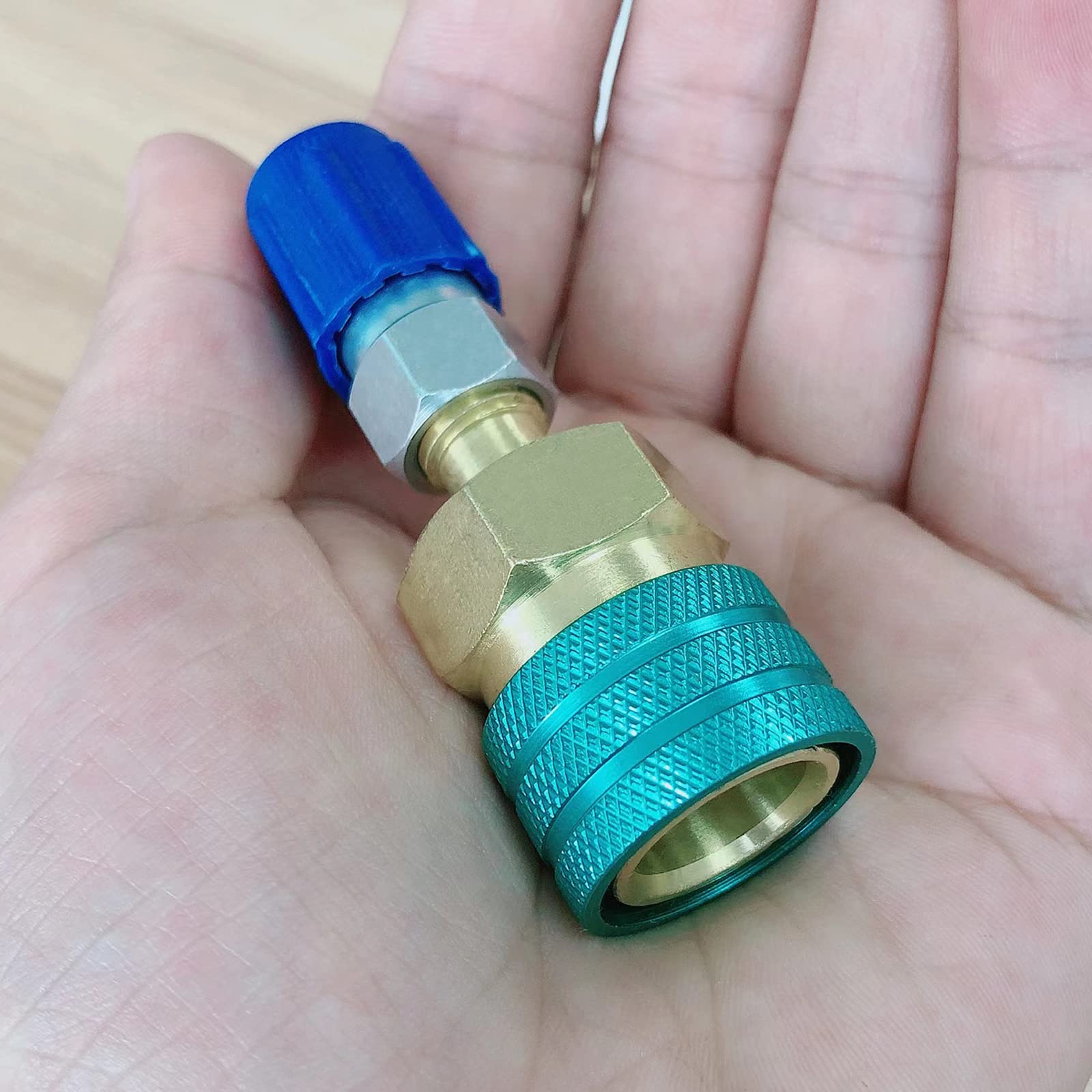 Boltigen R1234YF Low Side Quick Coupler,R1234YF to R134A AC Charging Hose Adapter Fitting Connector for Car Air-Conditioning