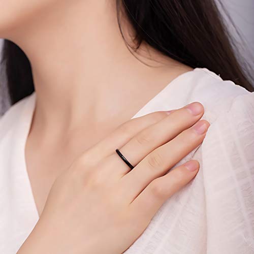 Bling Toman Women’s Men’s Stackable Inspirational Ring Stainless Steel Keep Going Ring Motivational Band Ring Silver/Black/Gold High Polish Ring Encouragement Jewelry Gift (B: Black 3mm, 10)