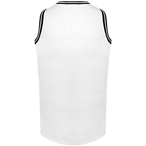 Phoneutrix Blank Basketball Jersey, Men's Mesh Athletic Reversible Sports Shirts S-3XL (Small, White)