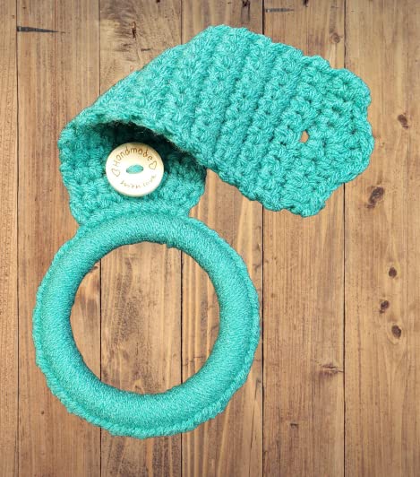 Crochet Hanging Dish Towel Holder (Bright Teal)
