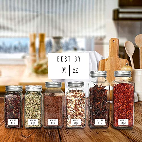 Prefdo 180 Expiration Date Labels, Waterproof Use by Food Date Labels Best by Pantry Labels Freezer Refrigerator Labels with Write-in Area for Spice Jars, Food Storage, Food Contianers(White)