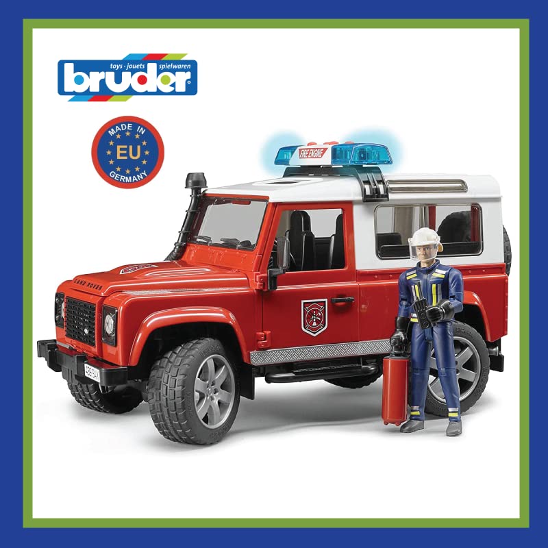 Bruder Land Rover Fire Department Vehicle with Fireman