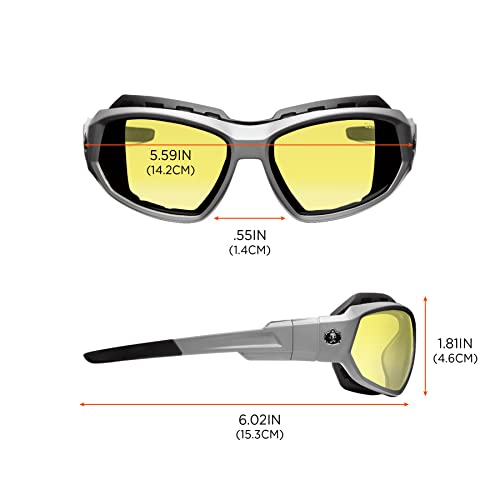 Ergodyne - 56050 Loki Yellow Lens Safety Glasses, Yellow Lens, Black Frame