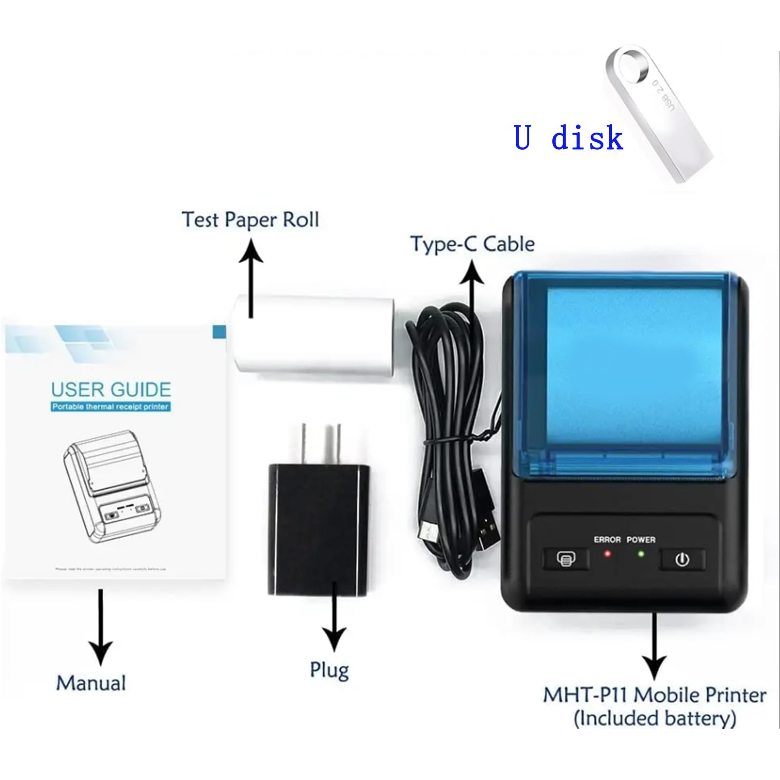 GZGYNADAST 58mm Bluetooth Thermal Receipt Printer,only Compatible with Android/Windows,Can't FIT iOS/ipad/MAC,inkless Mini Portable Pocket Ticket Bill Printer for Small Business