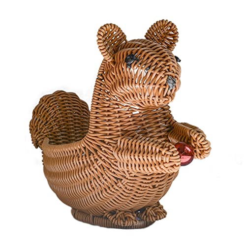 Mokylor Rattan Woven Fruit Basket, Squirrel Shape Woven Wicker Baskets, Creative Weaving Storage Container Vegetable Basket Tray for Laundry, Picnic and Decoration