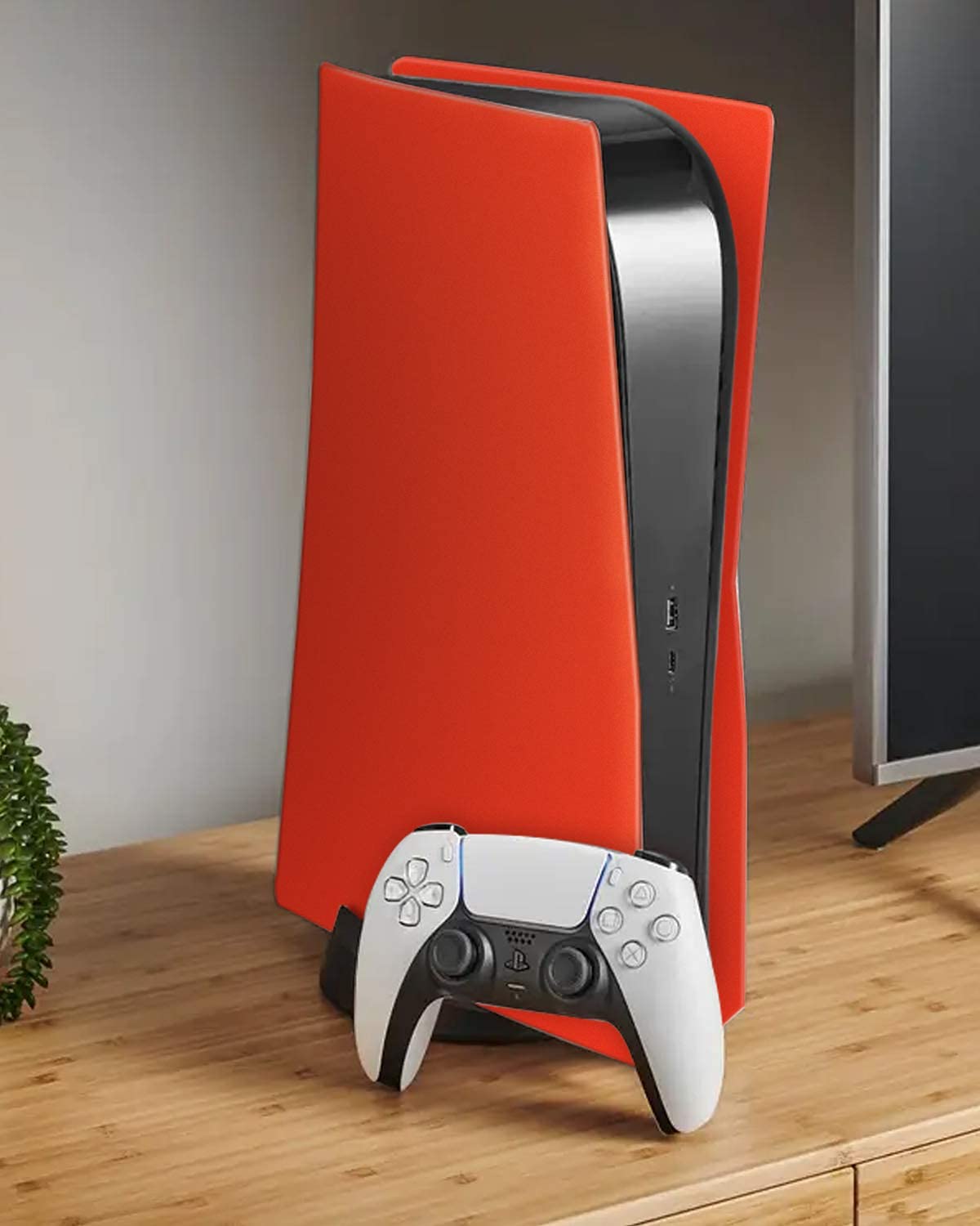 Replacement Shell Skin for PS5 Console, arVin Face Plates Cover Case for PS5, ABS Hard Shockproof Anti-Scratch Dustproof Protective Skins Faceplates Accessories for PlayStation 5 Disc Edition –Red