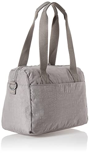 Kipling Women's Klara Handbag, Organize Accessories, Removable Shoulder Strap, Dual Carry Handles, Crinkle Nylon Bag, Cool Grey Tonal