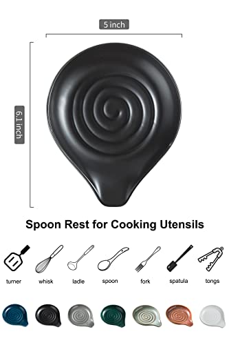 Spoon Rest for Stove Top Cooking Spoon Holder for Kitchen Countertop Large Holder for Spatula, Spoons or Tongs, Framhouse Decor, Housewarming Gifts, Black