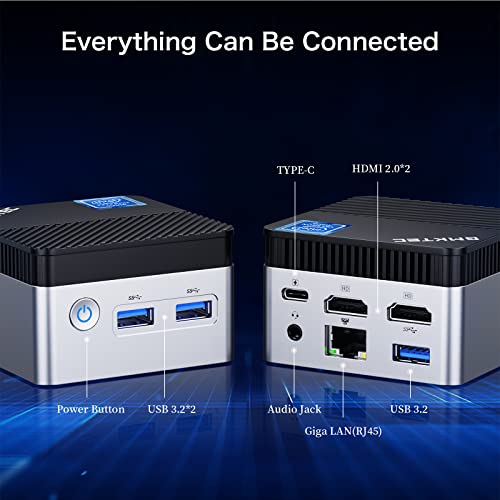 Mini PC Windows 11 Pro Intel 11th Gen N5105, 10nm 8GB RAM 128GB SSD M.2 2242 Mini Desktop Computer, Micro Computer with Dual HDMI 4K, Dual DDR4, Dual WiFi, Giga, BT4.2& Cooling Fans