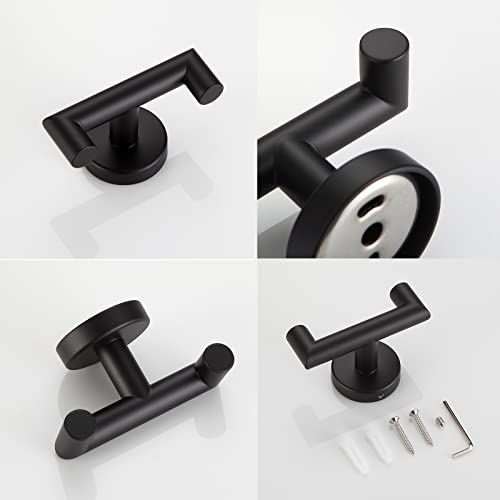 Orlif Double Towel Hook,Black SUS304 Stainless Steel Robe Hook Wall Mounted Bath Towel Hanger Towel Holder Coat Hook for Bathroom, Kitchen, Bedroom, Hotel…