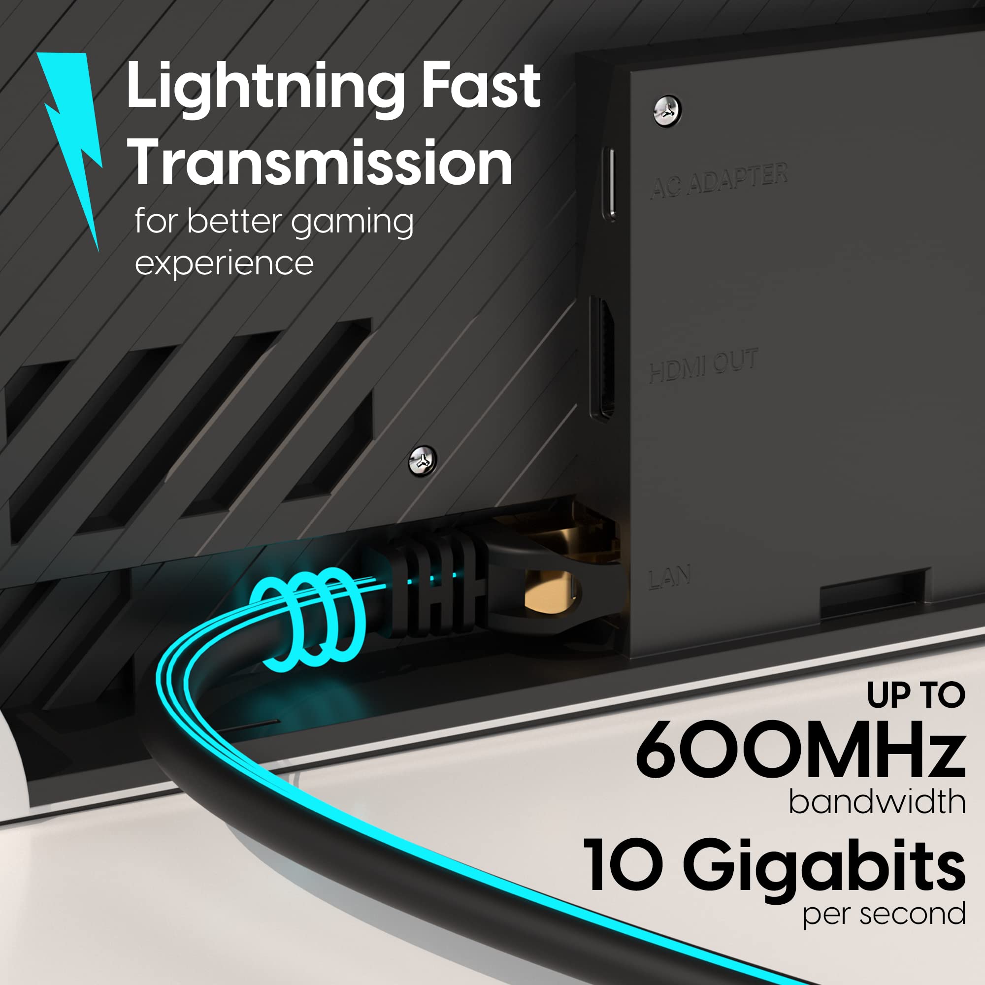 TalkWorks Network Cable Compatible w/Nintendo Switch OLED - 10 ft/3 m Long, Cat7 RJ45 Ethernet Cable-Fast Transmission for Stable Internet Connection & Gaming-Durable Cable for Multiplayer Games