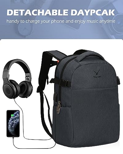 Hynes Eagle 2 in 1 Travel Backpack 22 inches Carry on Luggage 63L Rolling Backpack for Men Women with Packing Cubes 3PCS Set